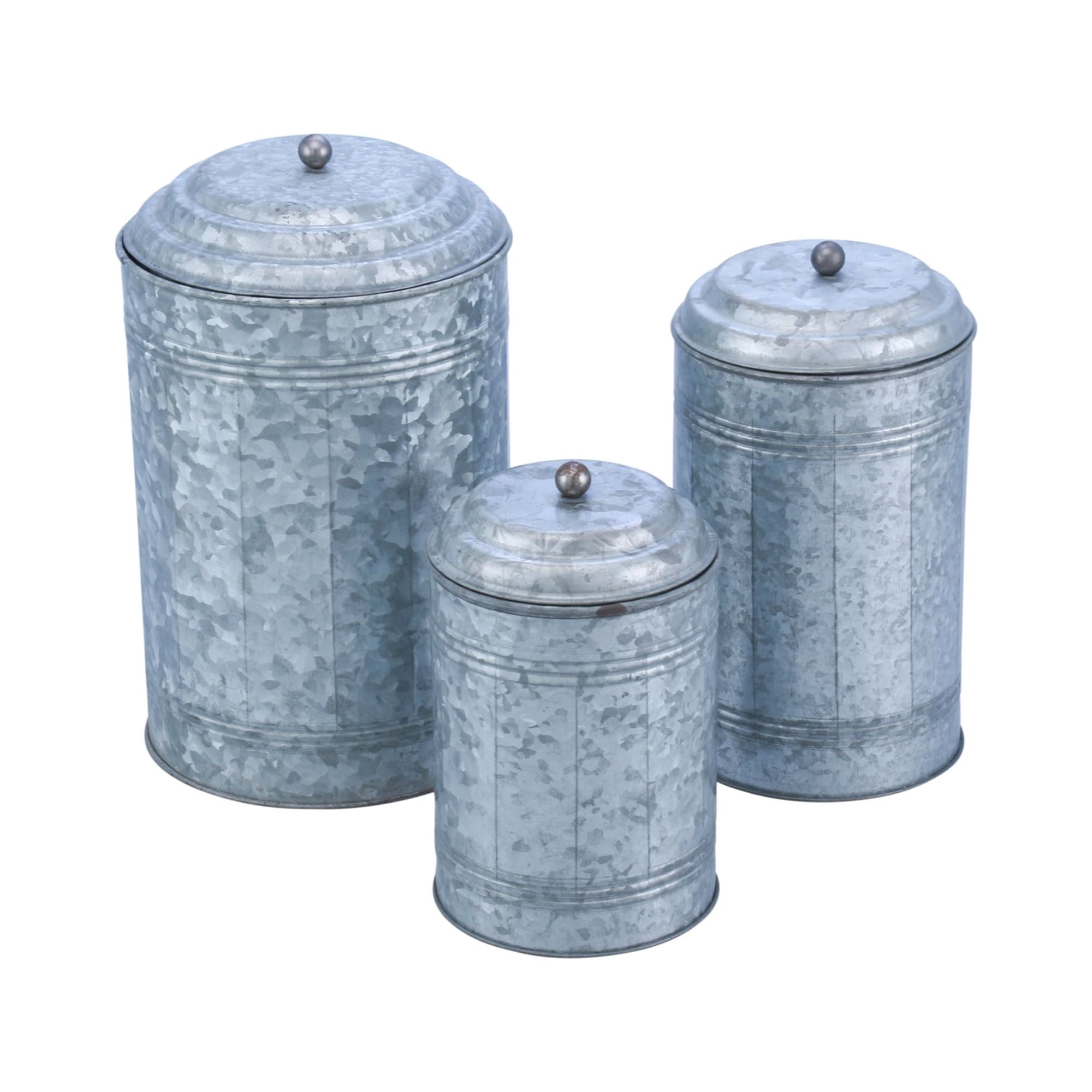 Benzara Farmhouse Style Decorative Kitchen Canisters - Rustic Metal ...