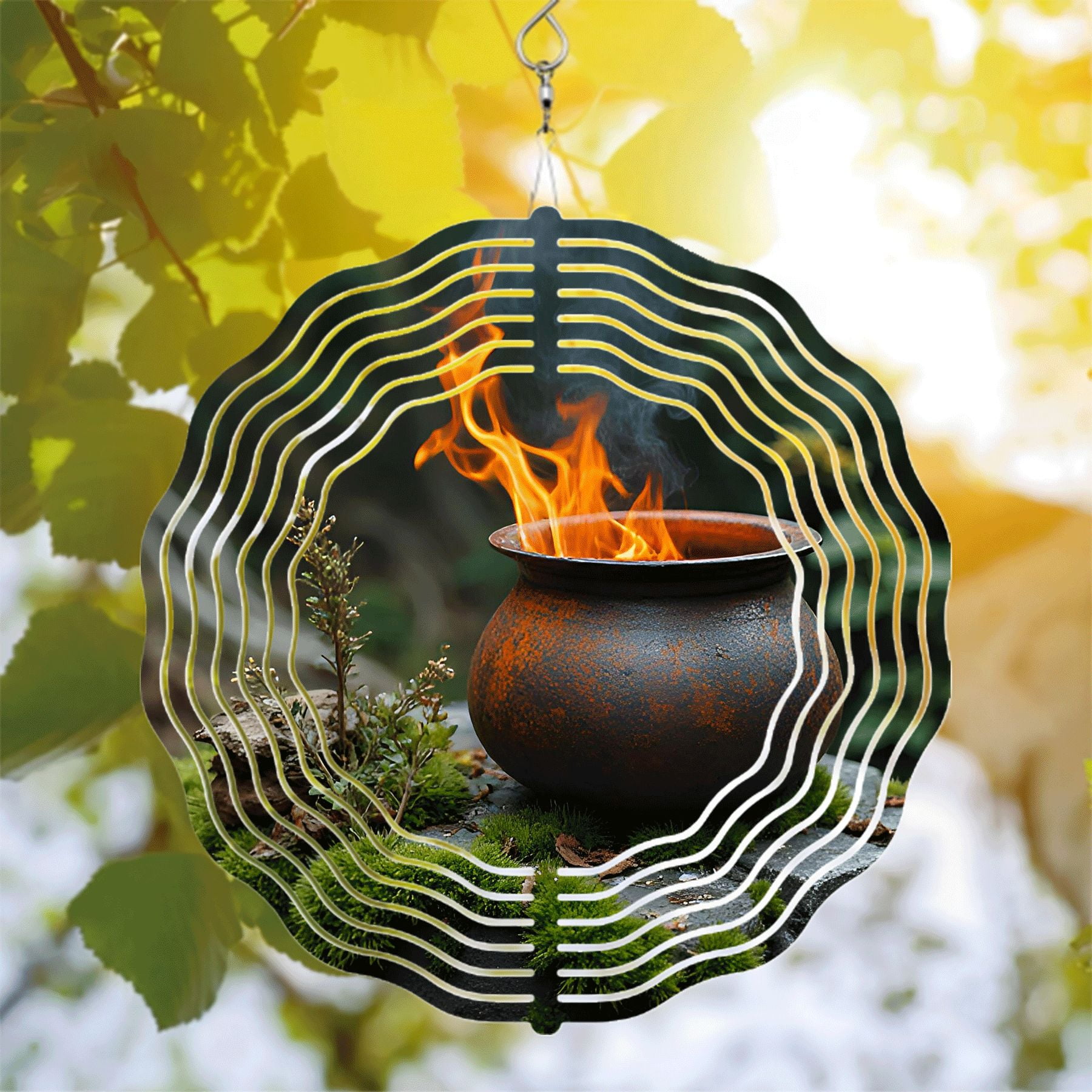 Rustic Metal Hanging Wind Spinners & Chimes - Artistic Circular Design ...