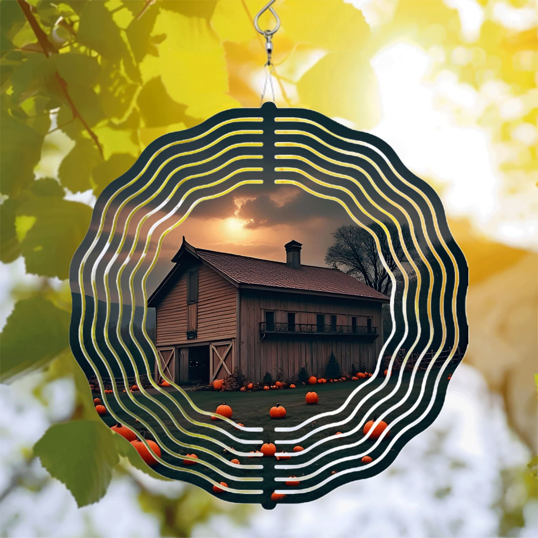 Rustic Metal Hanging Wind Spinners & Chimes - Autumn-Inspired Circular ...