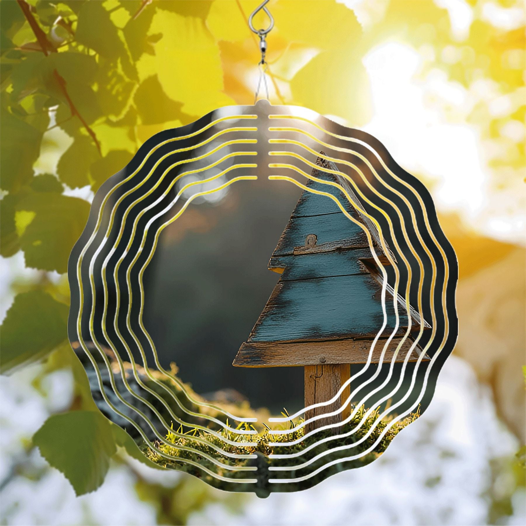 Rustic Metal Hanging Wind Spinners & Chimes - Circular Pattern Design ...