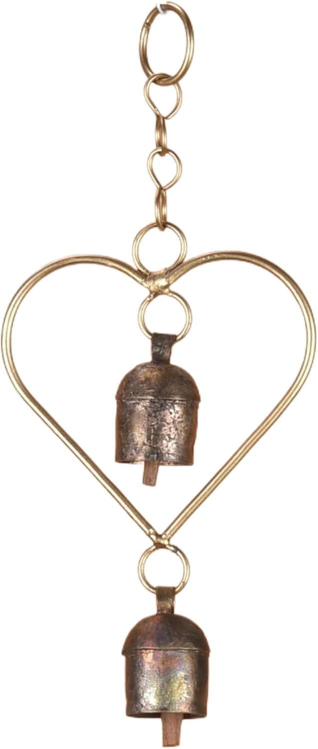 Rustic Metal Heart Bell Wind Chime – Heart-Shaped Decorative Bell with ...
