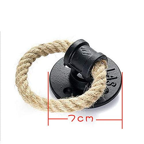 Rustic Metal Hemp Rope Barn Door Handle Black Drop Ring Pull Set of 4, Indoor or Outdoor ...