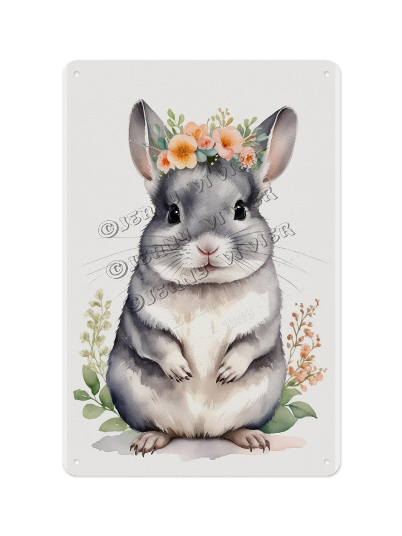 Rustic Metal Sign, Aluminum, 12 x 16 Inches, Cute Chinchillas Artwork ...