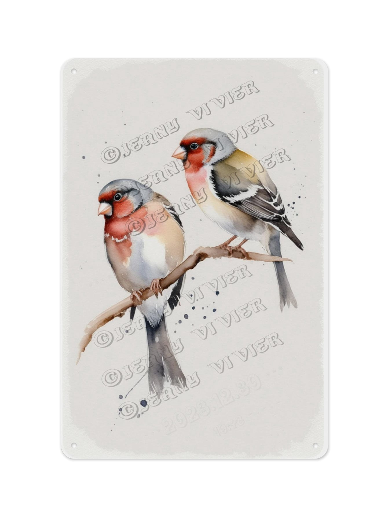 Rustic Metal Sign, Aluminum, 12 x 16 Inches, Watercolor Finches on The ...