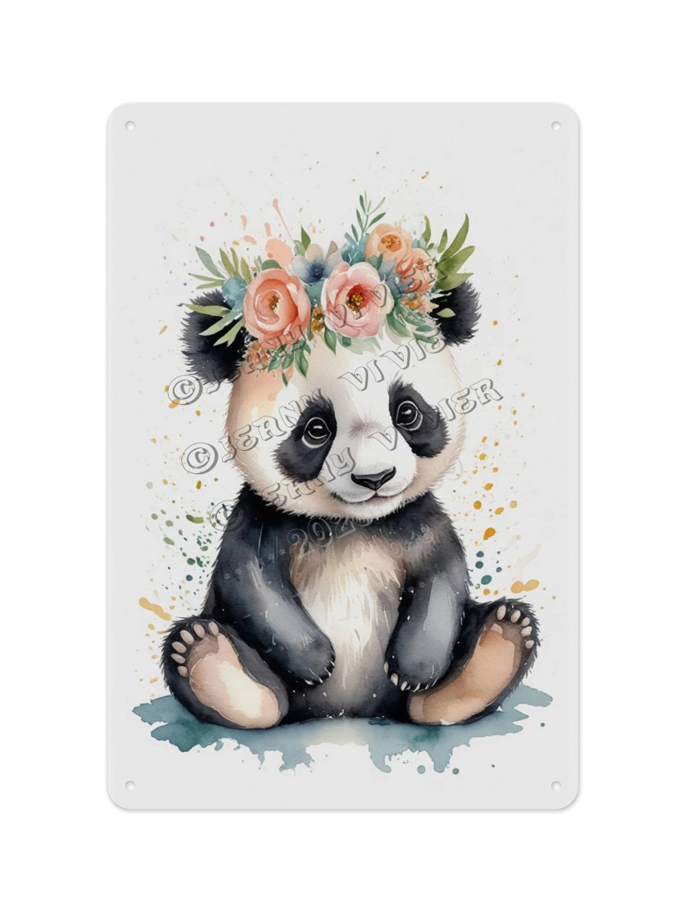 Rustic Metal Sign, Aluminum, 8 x 12 Inches, Cute Panda Artwork, Adds a ...