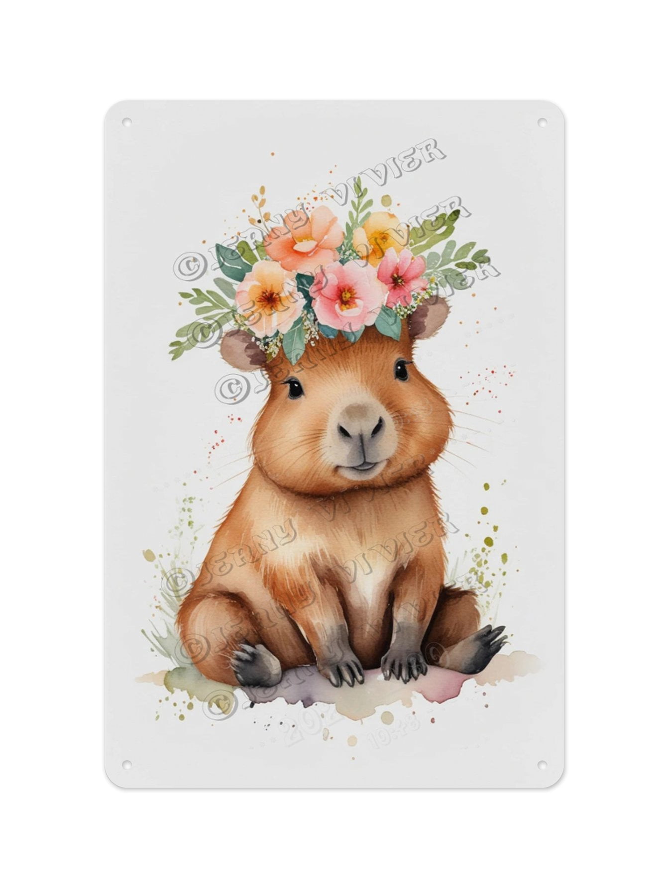 Rustic Metal Sign, Aluminum, 8 x 12 Inches, Watercolor Capybara Design ...