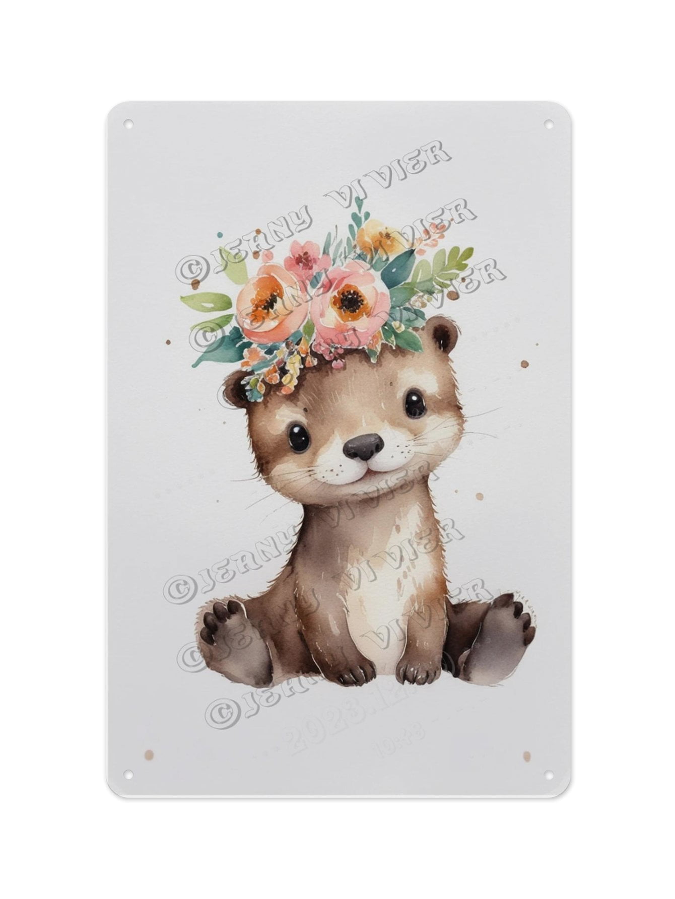 Rustic Metal Sign, Aluminum, 8 x 12 Inches, Watercolor Otter Artwork ...