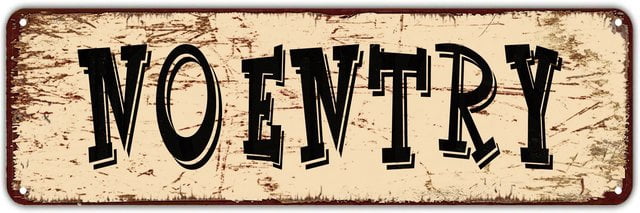 Rustic Metal Sign Plaque No Entry Vintage Aluminum Wall Decor Retro Tin ...