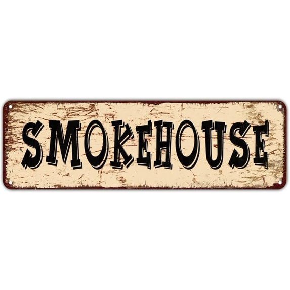 Rustic Metal Sign Plaque Smokehouse Vintage Aluminum Wall Decor Retro ...