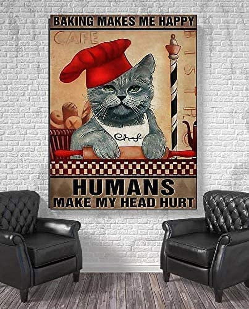 Rustic Metal Signs Vintage Tin Metal Poster Sign Baking Makes Me Happy ...