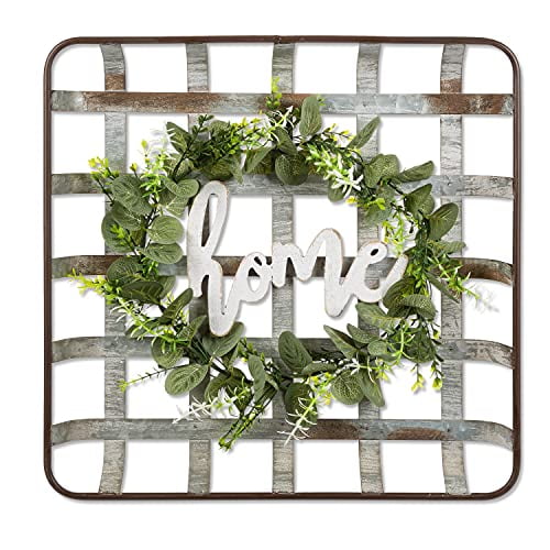 Rustic Metal Strap Square Basket Wreath Wall Décor - Handcrafted Home ...