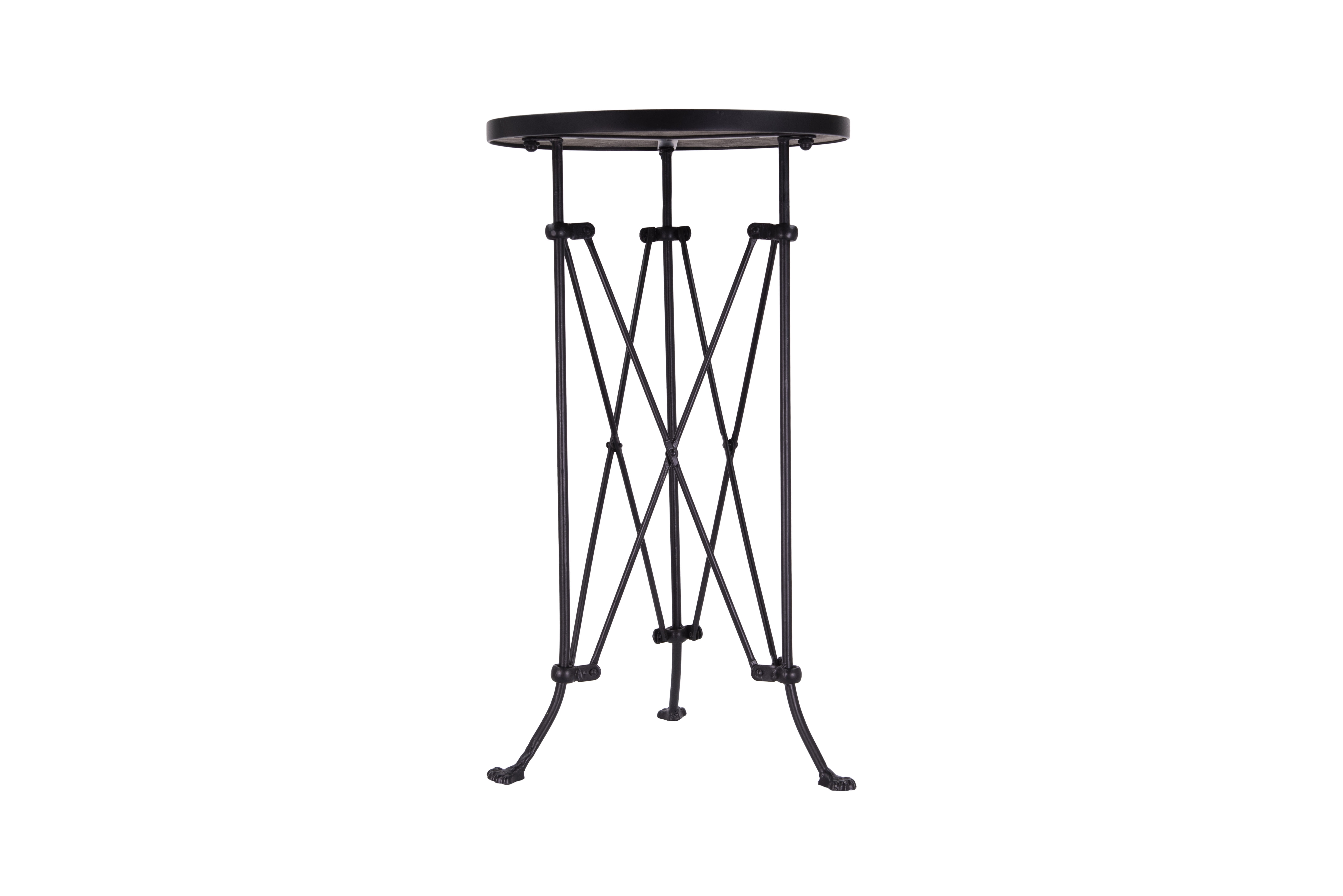 Rustic Metal Table with Wood Top, 15" x 14" x 25.25", Black and Natural ...