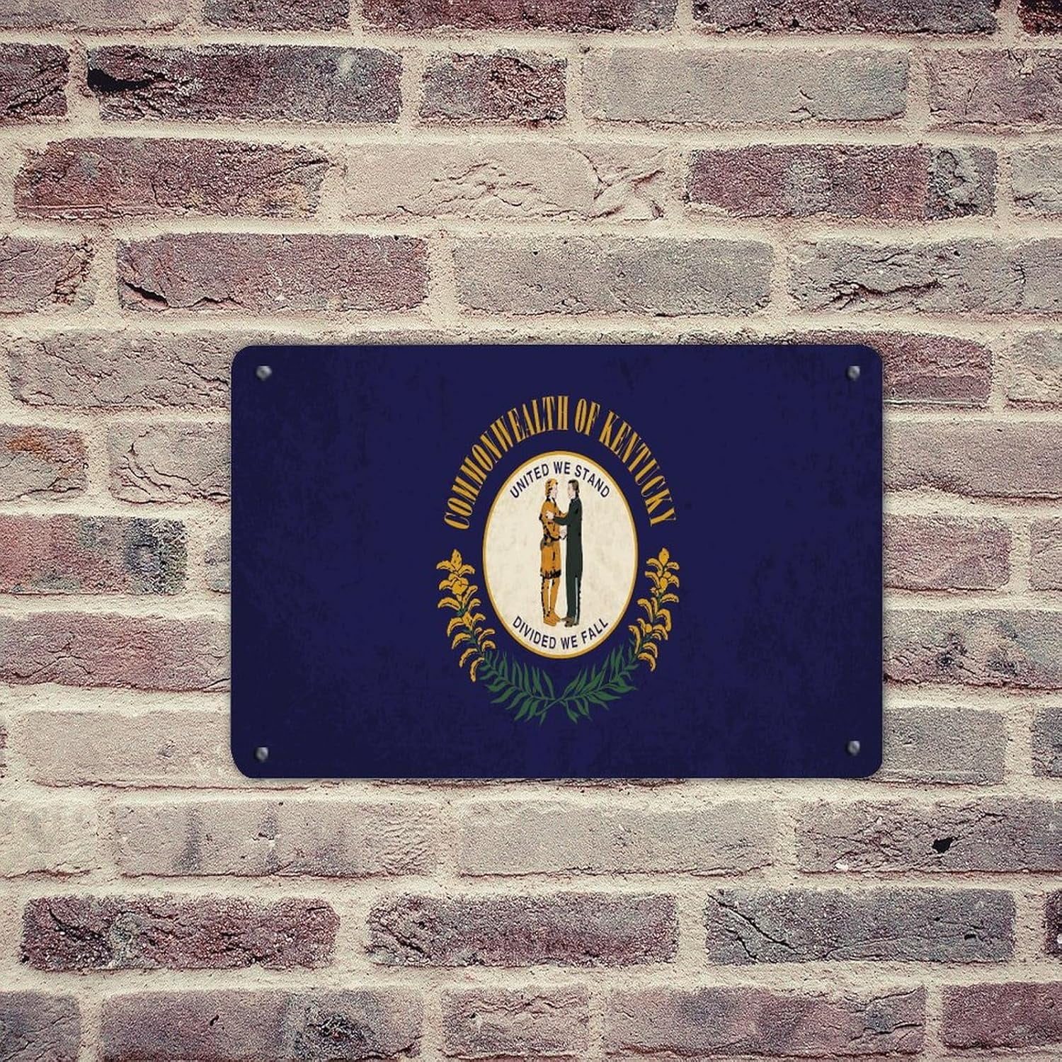 Rustic Metal Tin Sign Kentucky State Flag Wall Poster Garage Signs ...