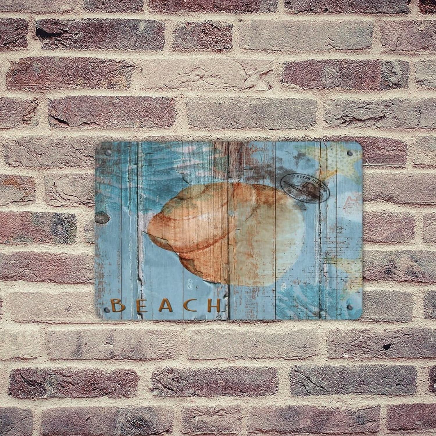 Rustic Metal Tin Sign Nautical Beach Ocean Theme Underwater Wall Poster ...