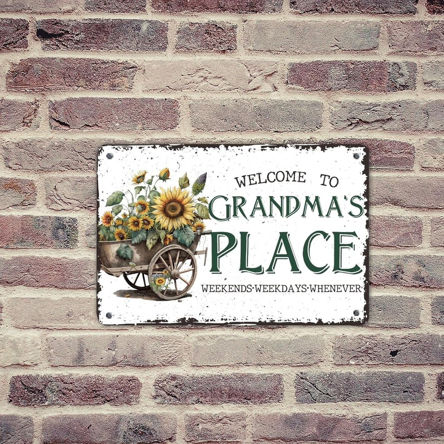 Rustic Metal Tin Sign Welcome to Grandma's Place Wall Poster Garage ...
