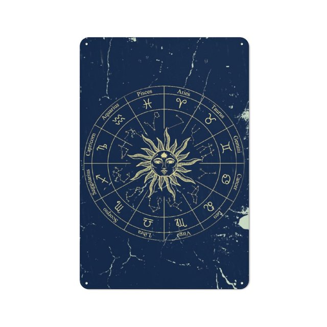 Rustic Metal Tin Sign Zodiac Wheel Poster, Constellations Chart ...