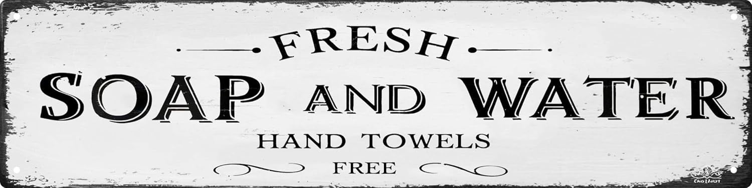 Rustic Metal Tin Signs Farmhouse Bathroom Decor Fresh Soap and Water ...