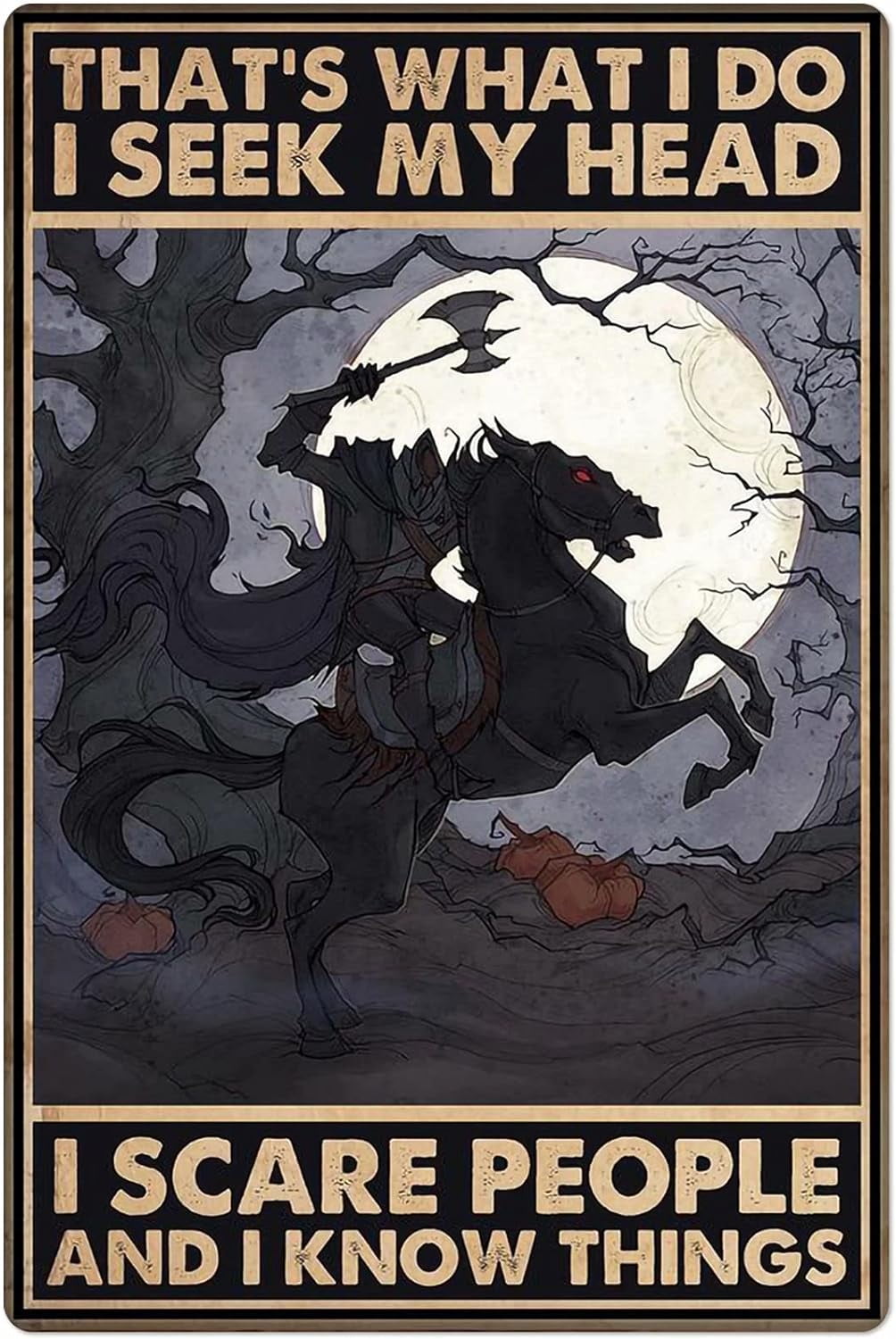 Rustic Metal Wall Art Funny Headless Knight Metal Sign I Seek My Head I ...