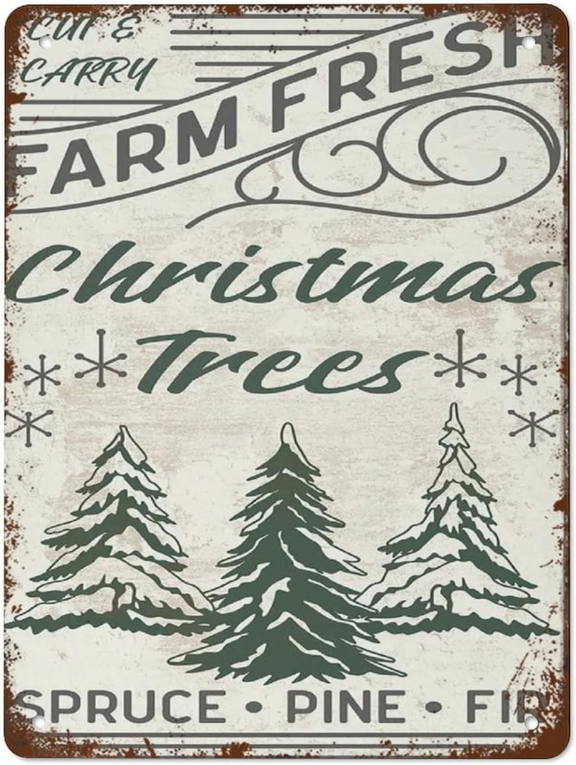 Rustic Metal Wall Art Retro Christmas Decor Farm Fresh Christmas Trees ...
