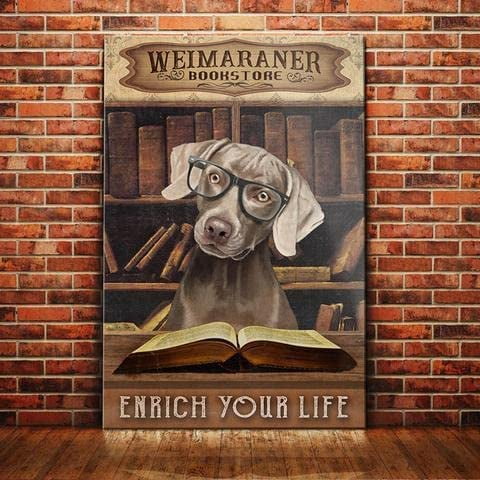 Rustic Metal Wall Decor Farmhouse Weimaraner Dog Bookstore Sign Vintage ...