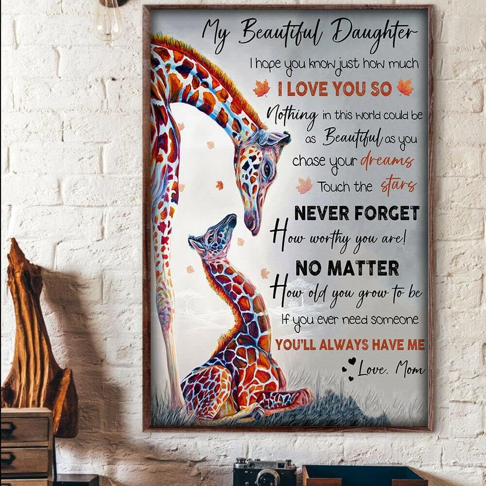 Rustic Metal Wall Decor Vintage Tin Sign Giraffe My Beautiful Daughter ...