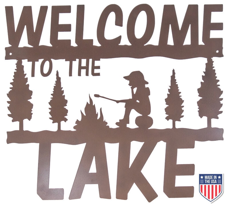 Rustic Metal Welcome Sign for Lake House Cabin – Laser Cut Outdoor Wall ...