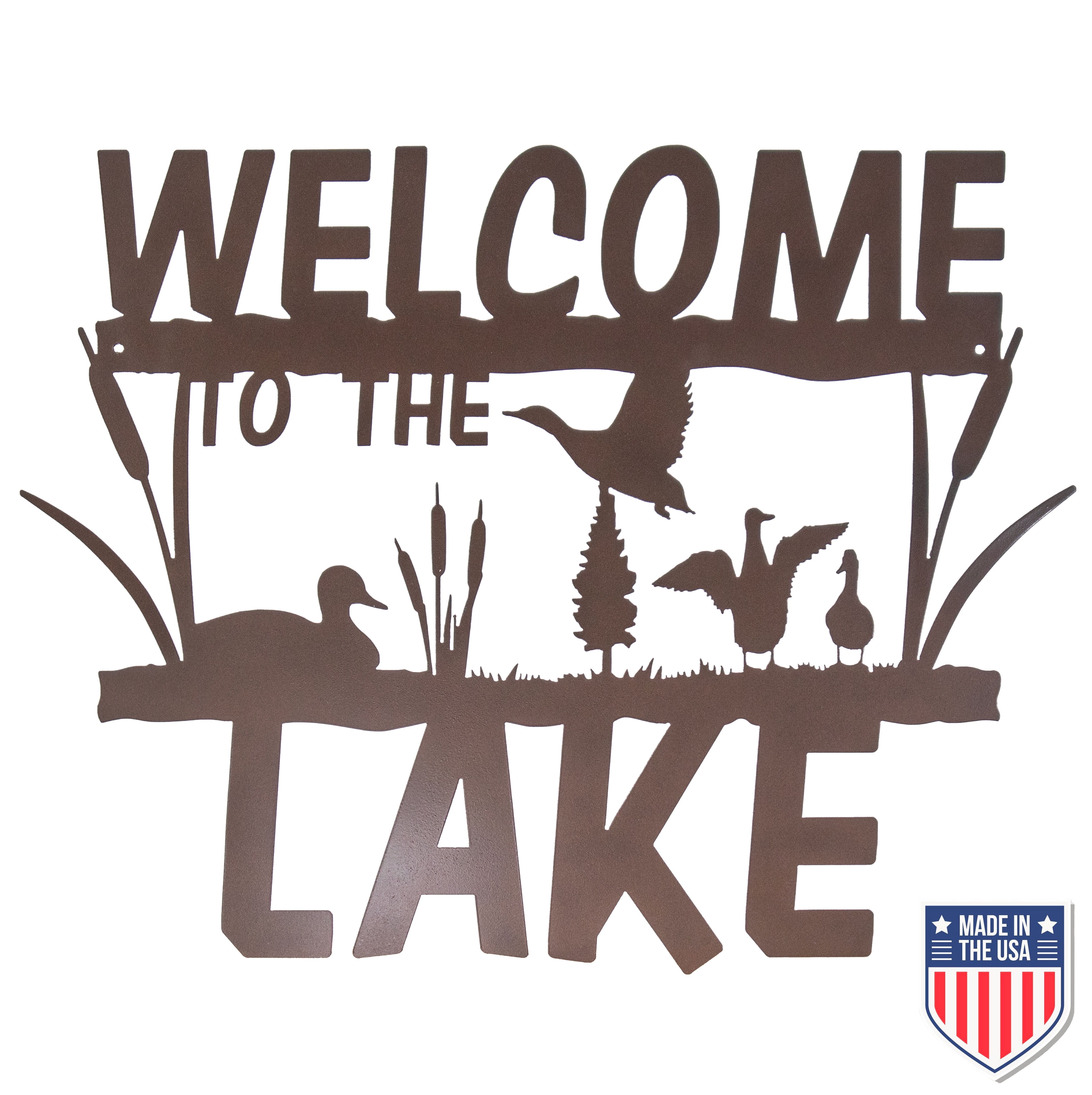 Rustic Metal Welcome to the Lake Sign – Weatherproof Cabin Wall Art for ...
