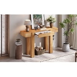 Rustic Minimalist Wood Console Table with Hidden Drawer and Side Power ...
