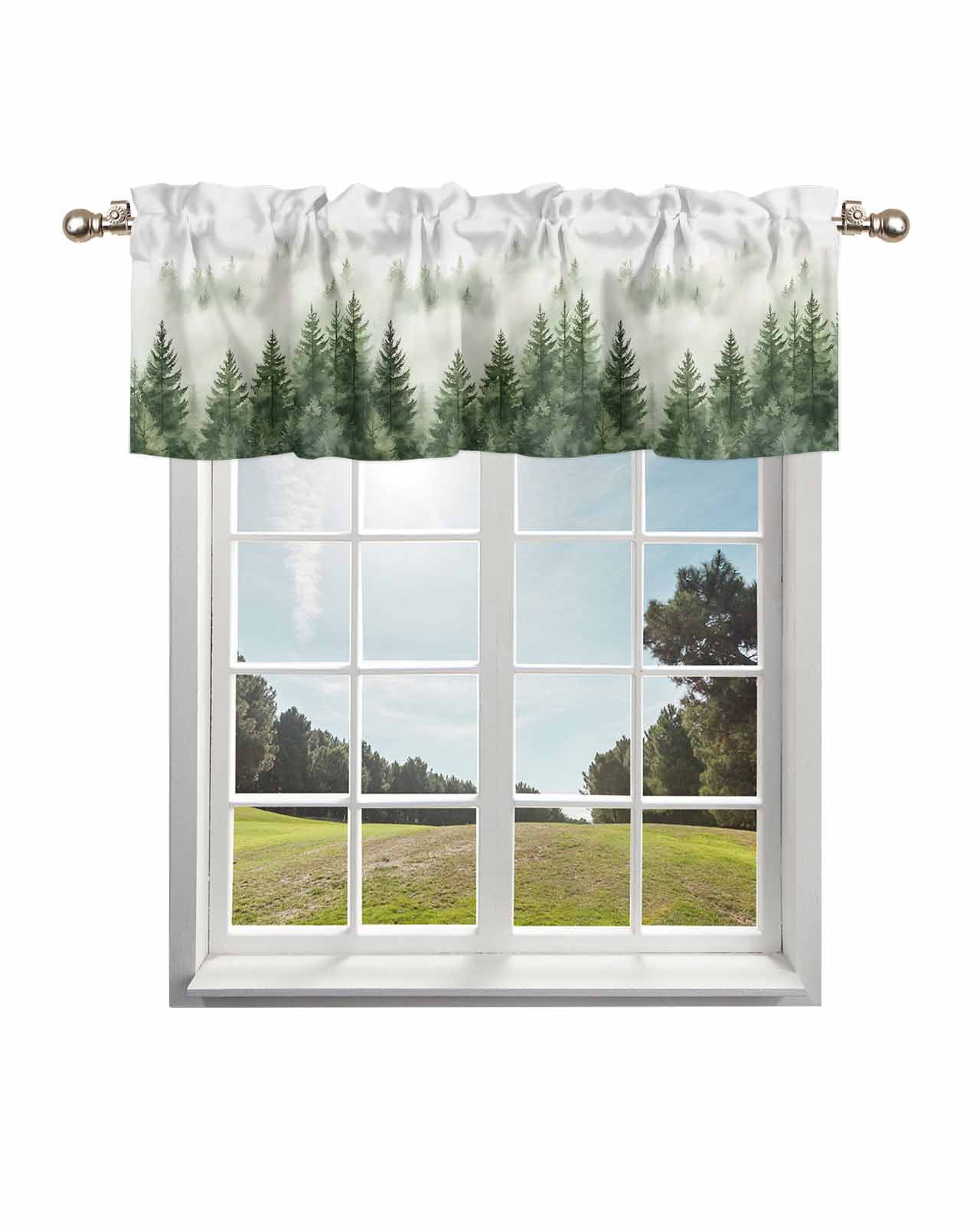 Rustic Mist Forest Curtain Valance for Windows/Living Room/Kitchen ...