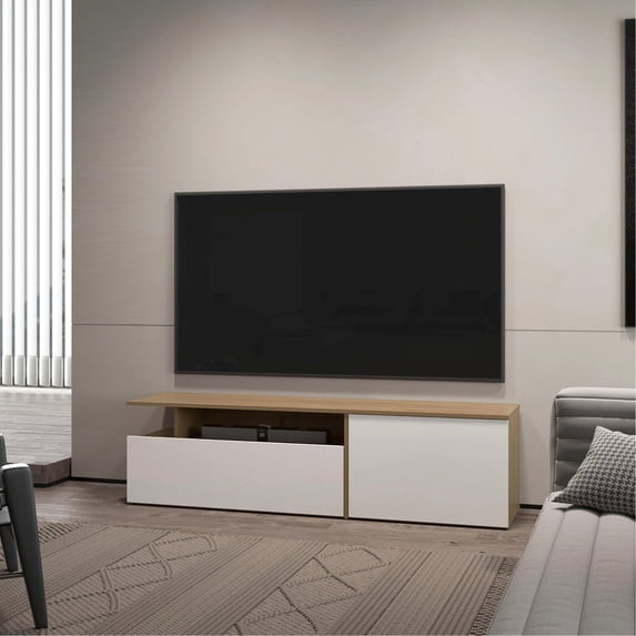 Rustic - Modern Blend Design - Drop - Down Door TV Stand for ...