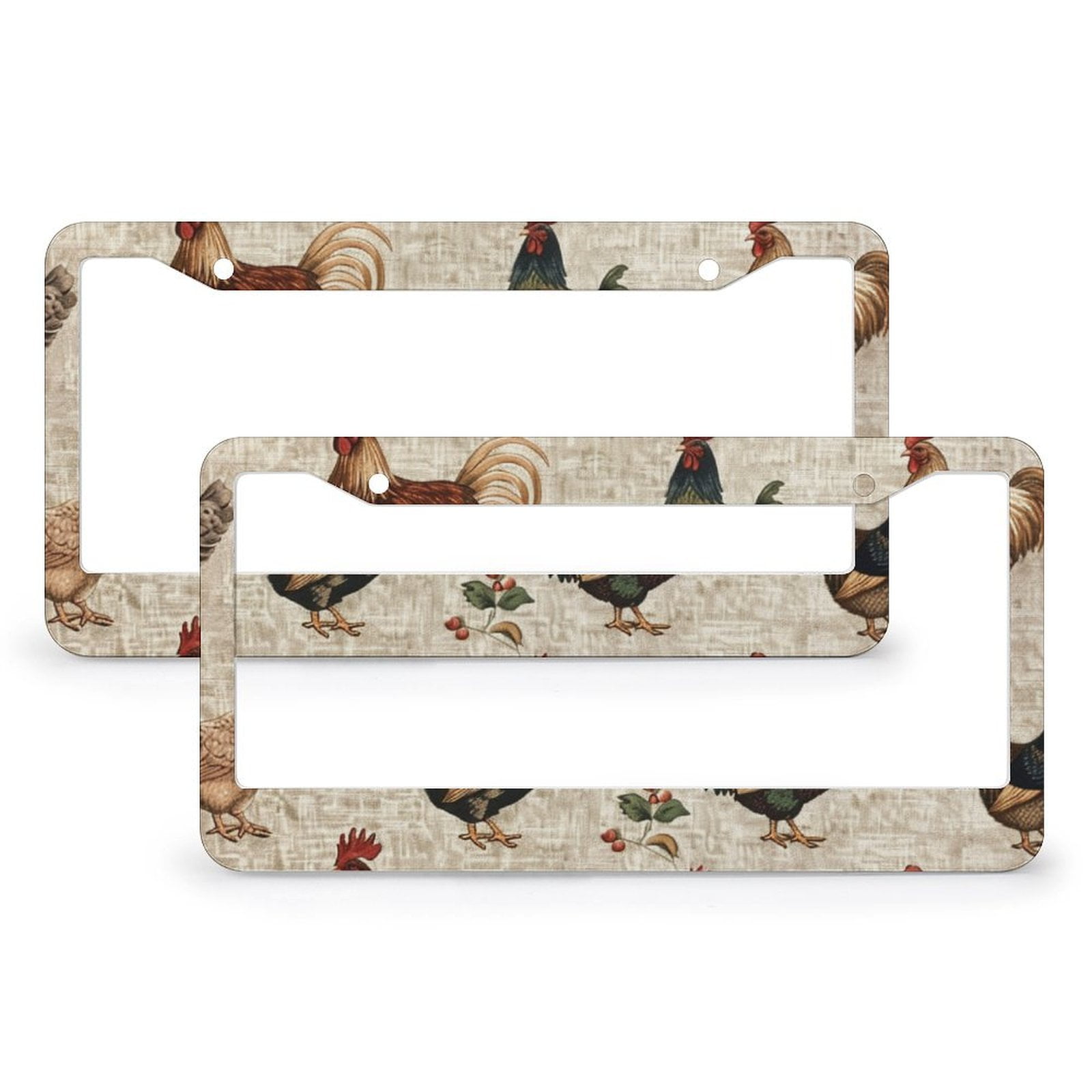 Rustic Modern Farmhouse Animal Chicken License Plate Cover 2 Pieces ...