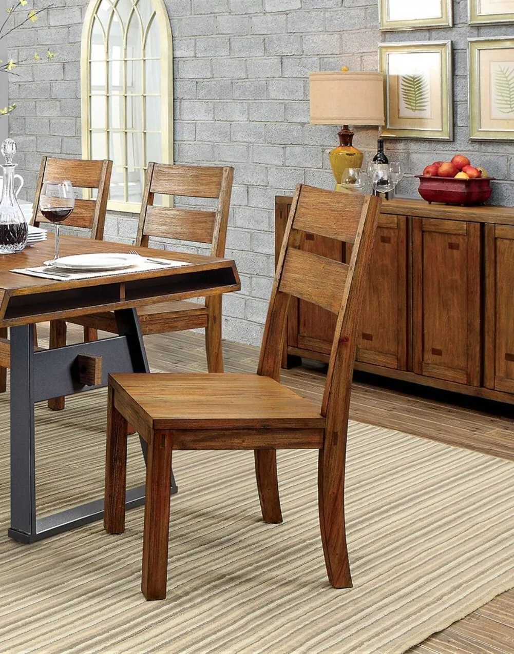 Rustic Modern Panel Back Chairs Set of 2pc Dining Chairs Dining Room ...