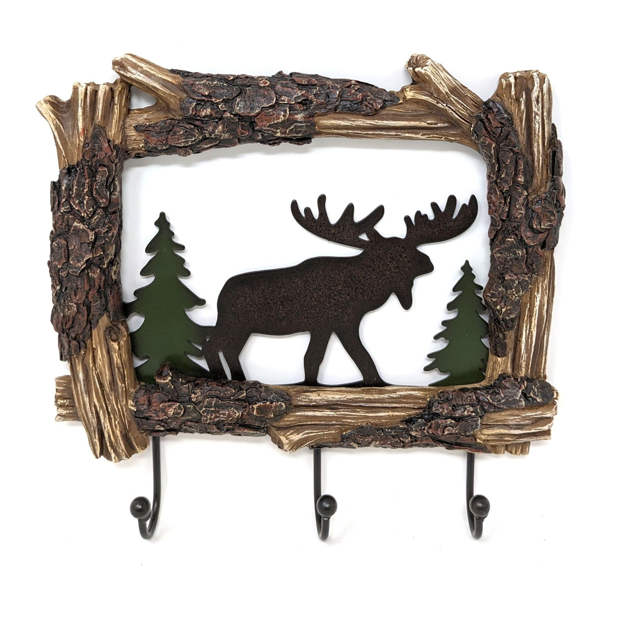Rustic Moose Coat Rack with Log Accents - Wall Mounted Hooks for Coats ...