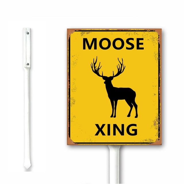 Rustic Moose Crossing Sign, Deer Outdoor Sign for Christmas, Moose Sign ...