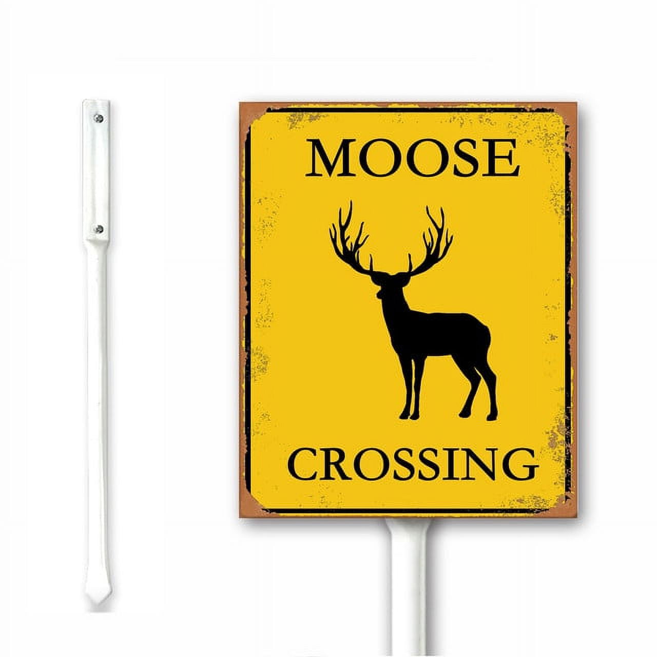 Rustic Moose Crossing Sign, Outdoor Deer Crossing Signs Metal, 7”x 8.8 ...