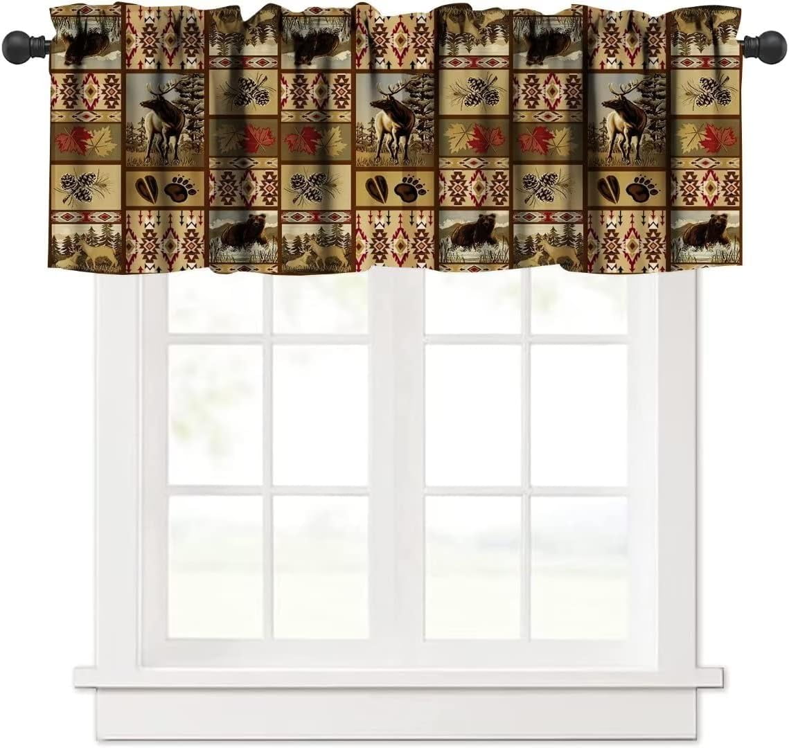 Rustic Moose Deer Bear Valance, Retro Rustic Vintage Bear Cottage ...