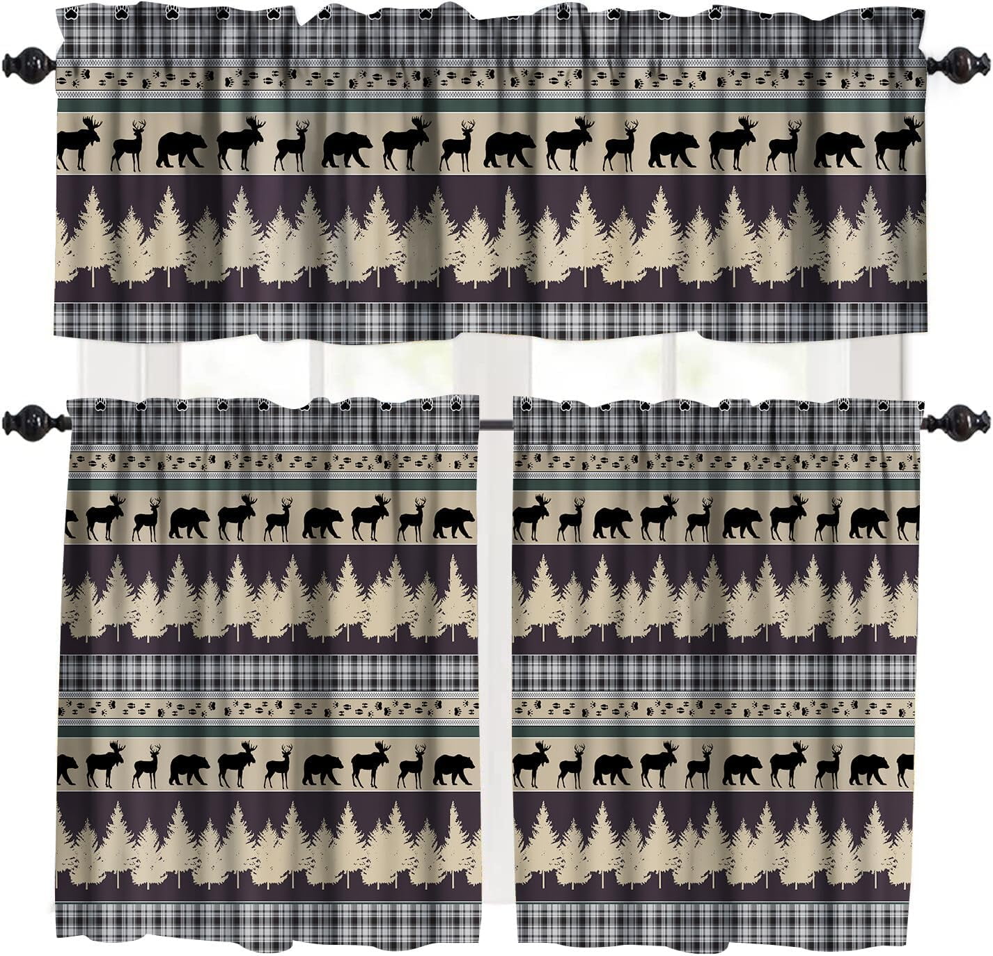 Rustic Moose Deer Bear Valance,Vintage Patchwork Rustic Country Cottage ...