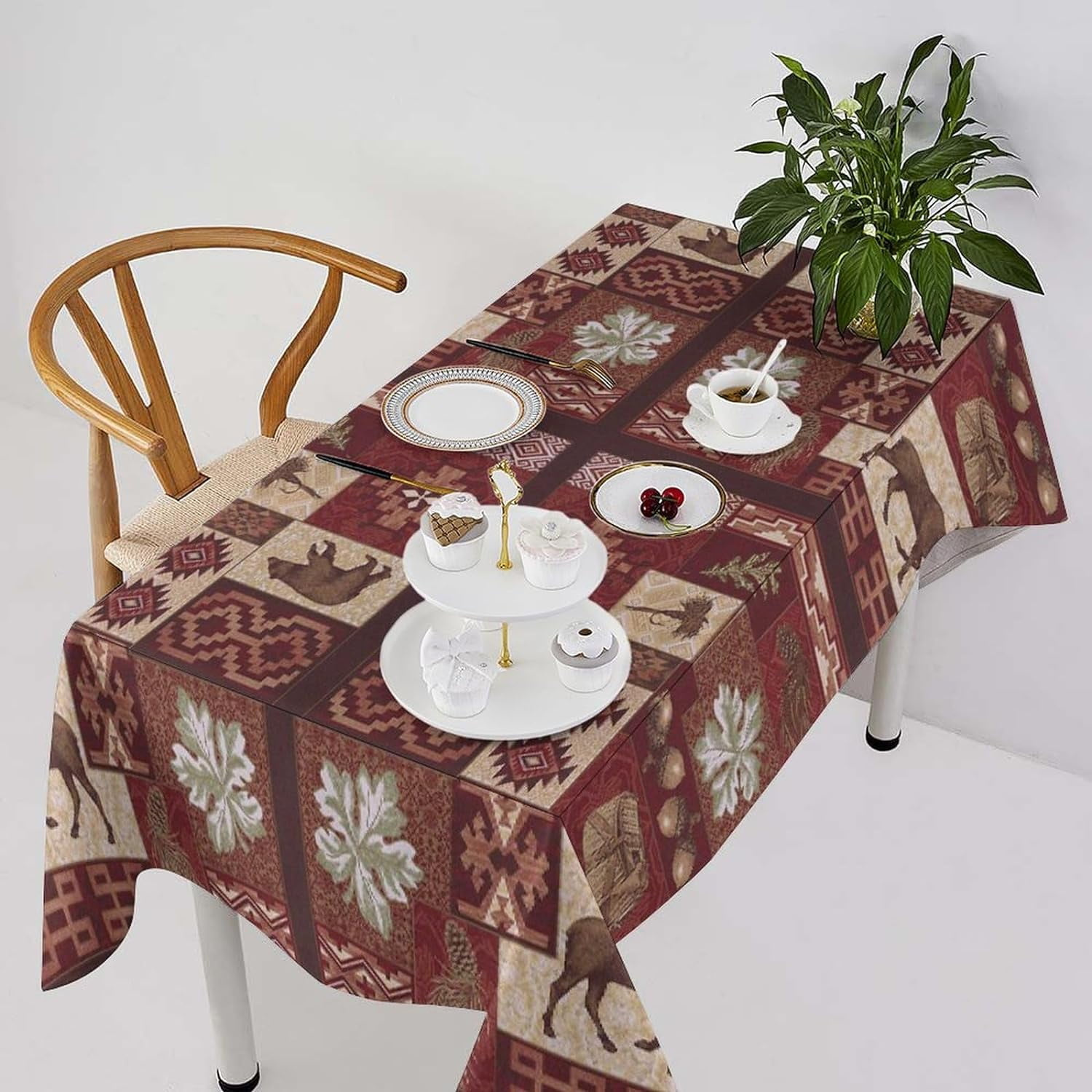Rustic Moose Deer Tablecloth Retro Rustic Bear Cottage Country Rustic ...