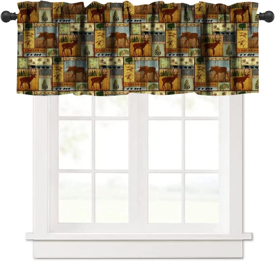Rustic Moose Deer Valance, Vintage Bear Cottage Country Style Rustic ...