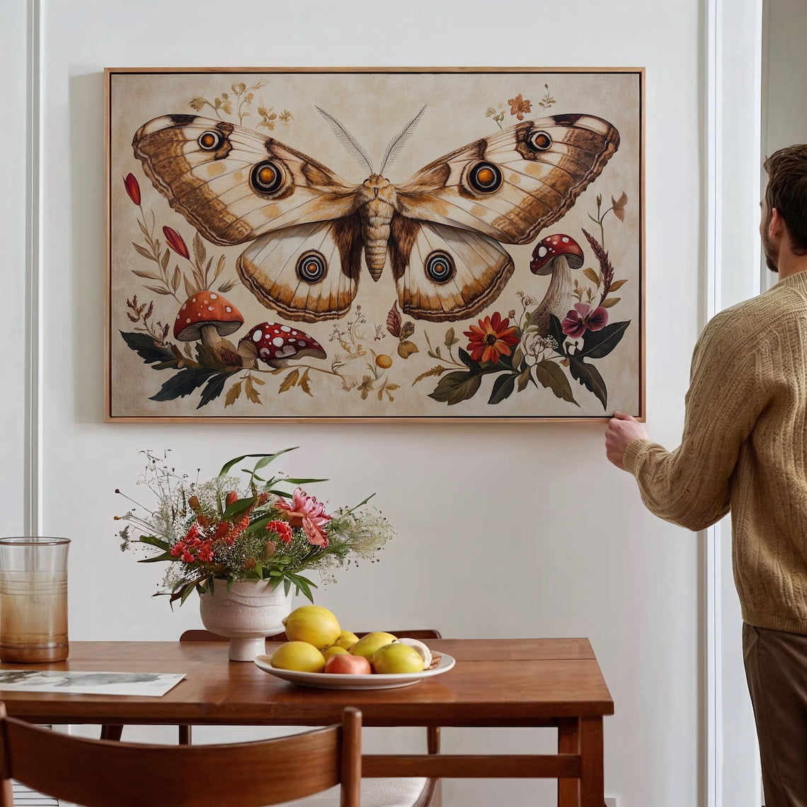 Rustic Moth - Nature-Inspired With Vibrant Mushrooms, Flowers, And ...