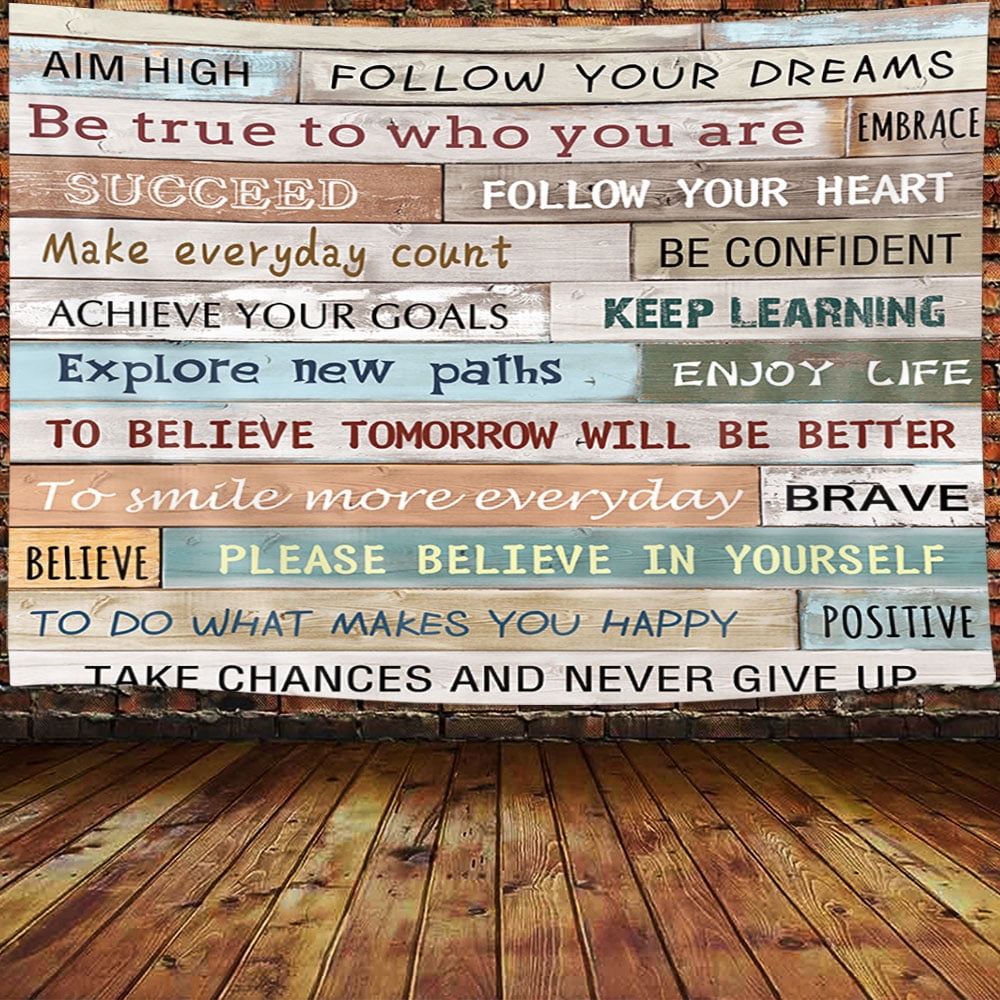 Rustic Motivational Inspirational Tapestry Wall Hanging Positive Quotes ...