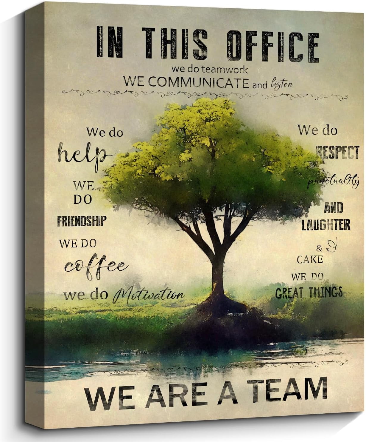 Rustic Motivational Office Picture Wall Decor Teamwork Positive Quotes ...