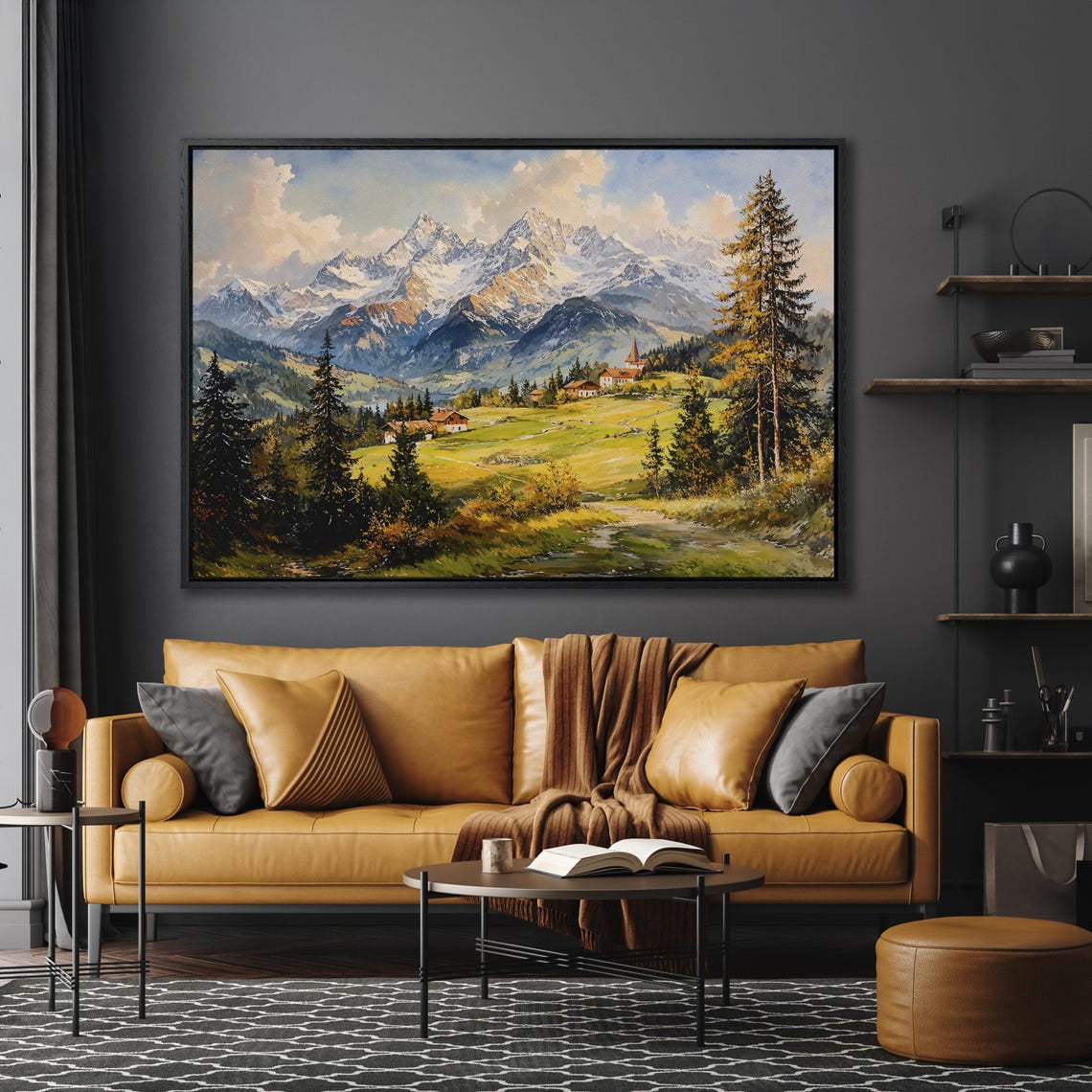 Rustic Mountain Landscape Poster, Wall Art, Ready To Hang, Nature ...