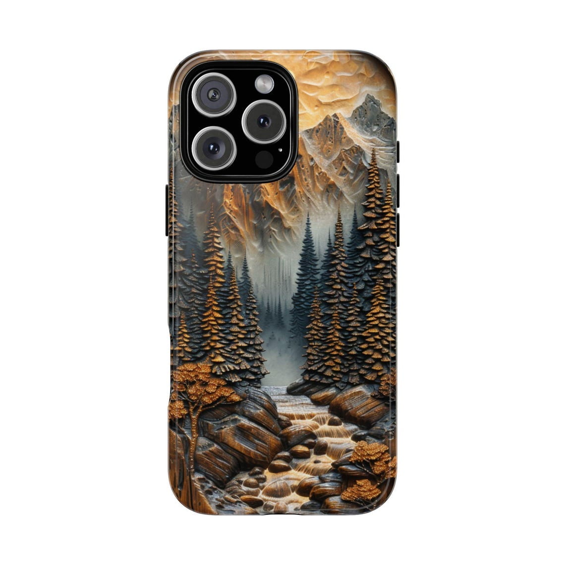 Rustic Mountain River Forest Scenic Nature Art Phone Case with iPhone ...