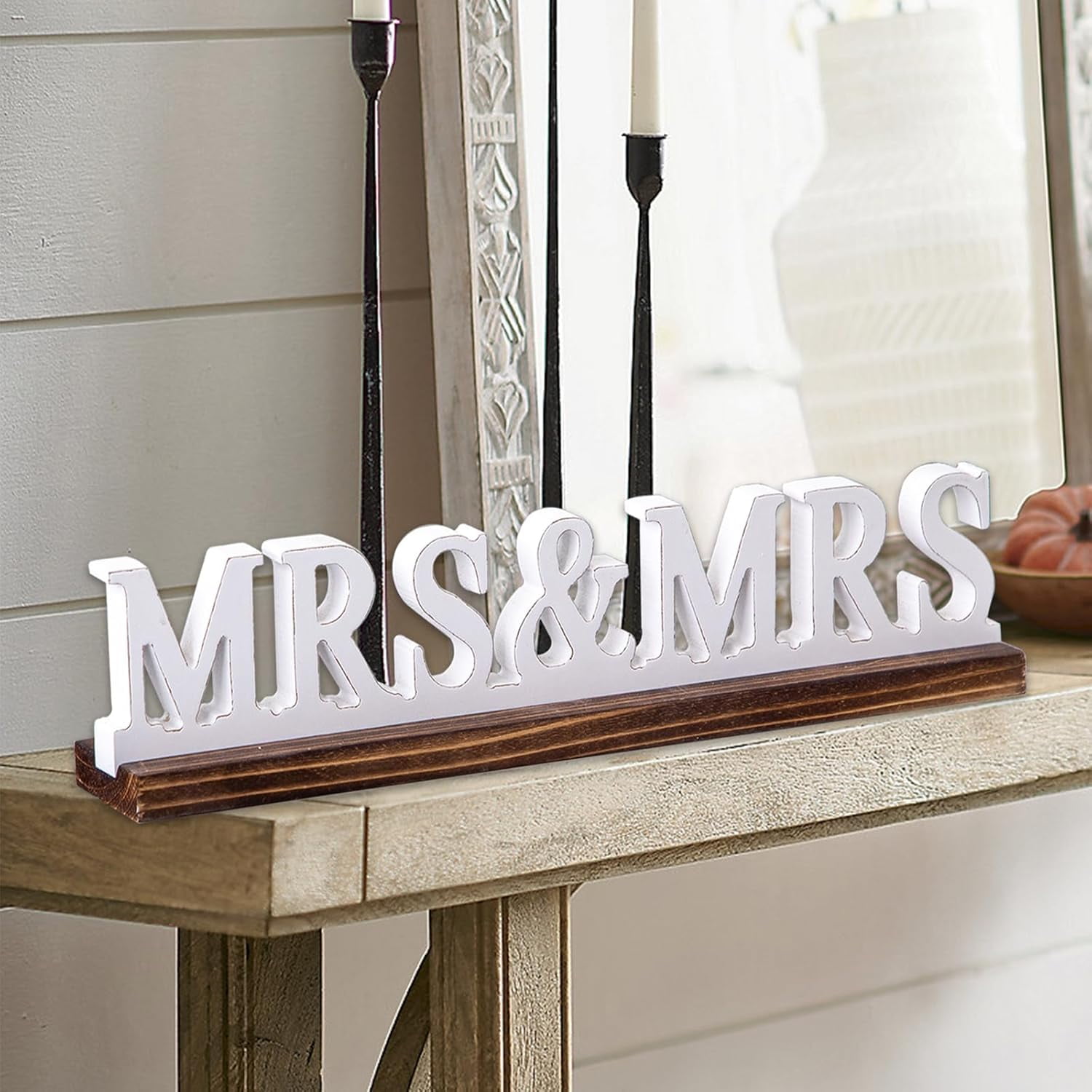 Rustic Mrs and Mrs Wedding Decor Sign for Table 16 Inch, Handmade ...