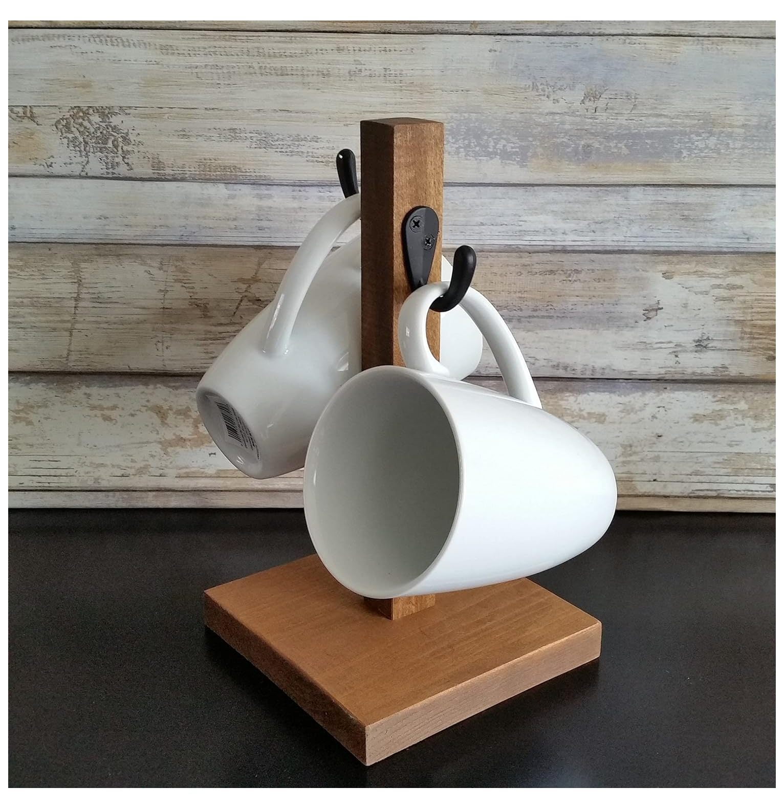 Rustic Mug Stand/Coffee Mug Holder Tree 2 Hook Farmhouse Cup Rack Small ...