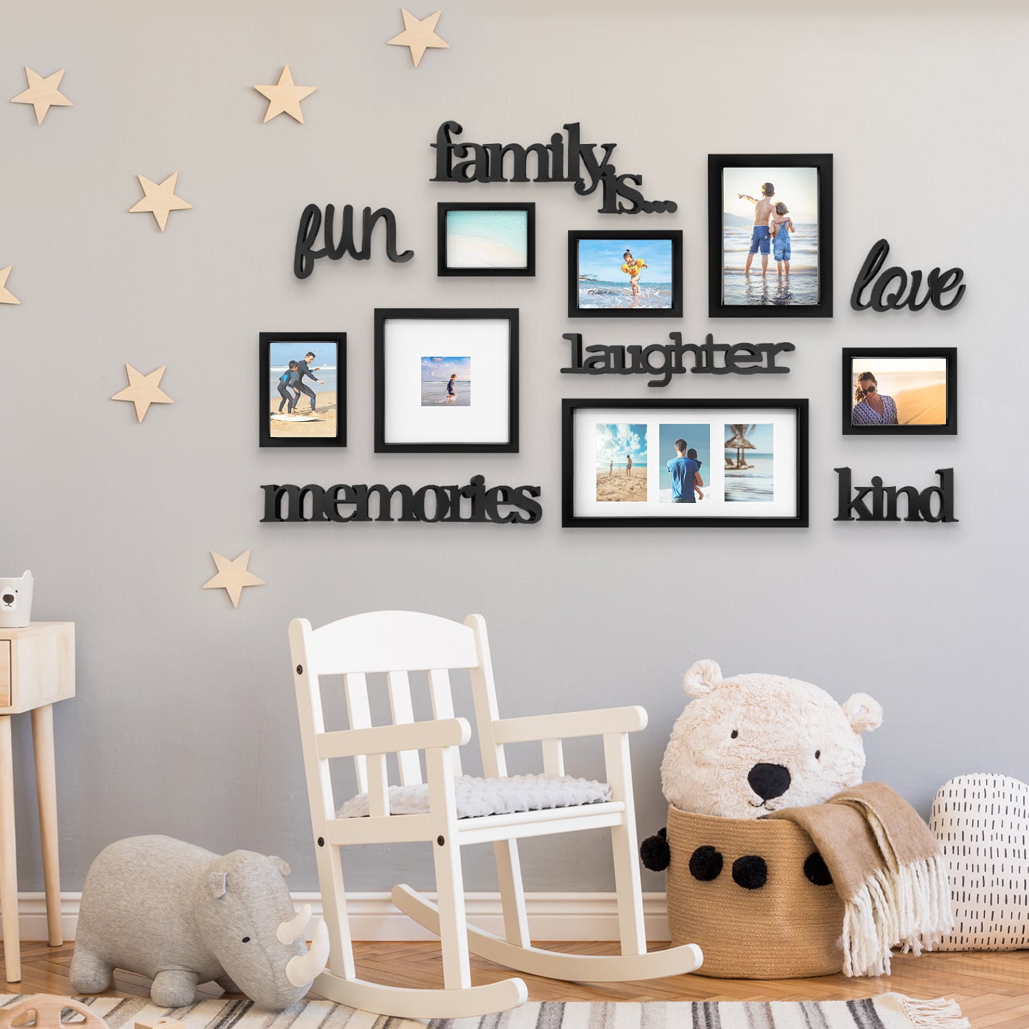 Free Shipping! Rustic Multi-Size Photo Frame Set With Laughter, Fun ...