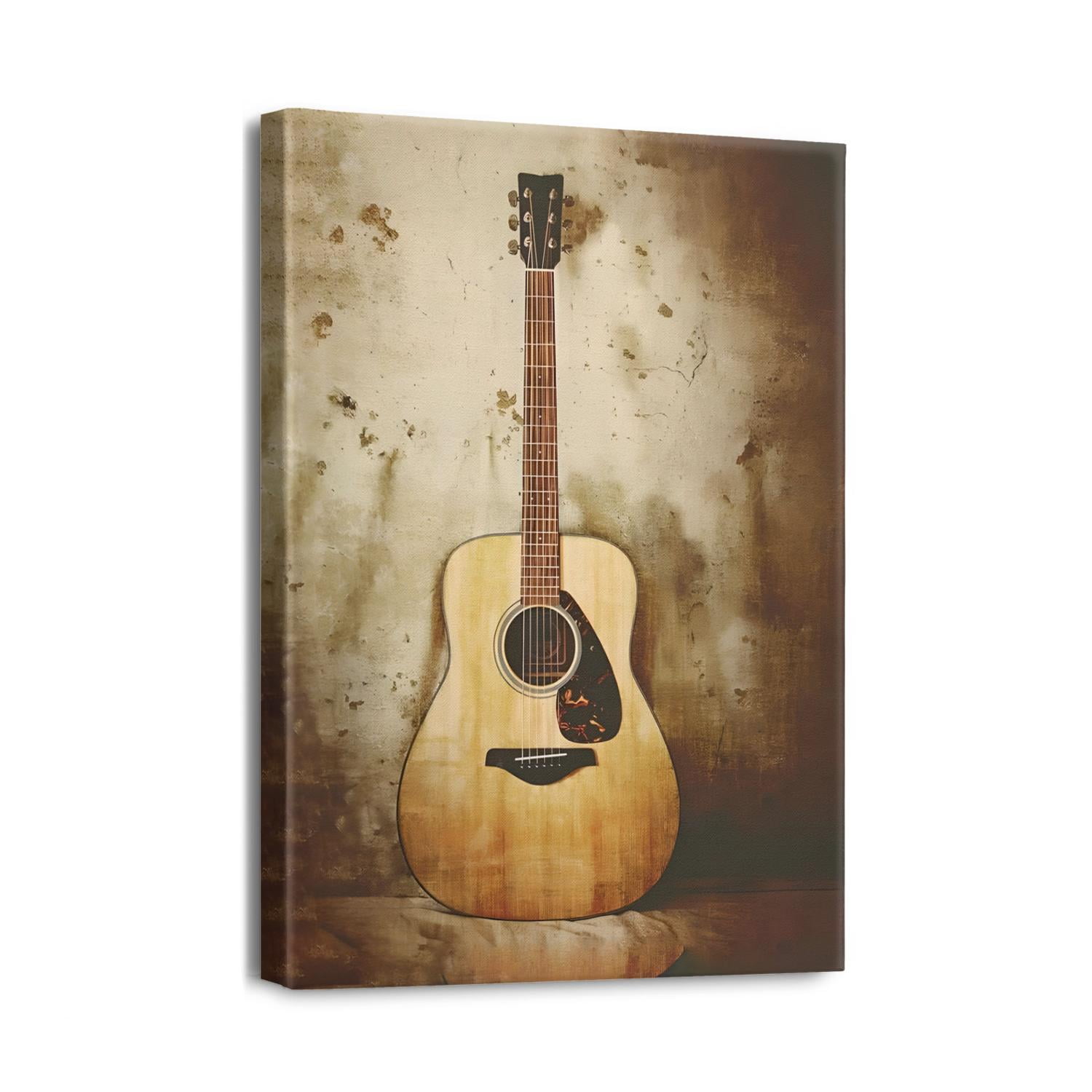 Rustic Musical Instrument Wall Art - Vintage Guitar Canvas Print ...