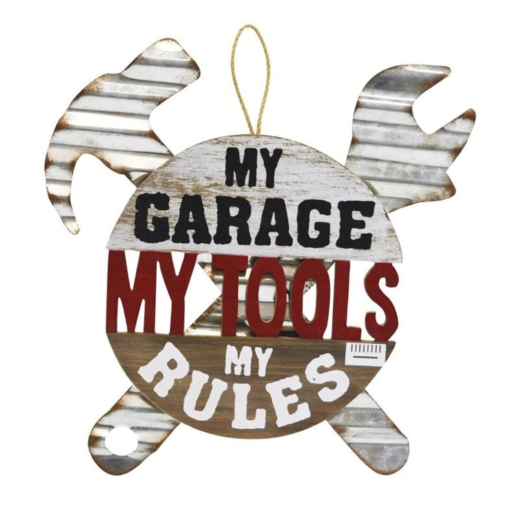 Rustic My Garage My Tools My Rules Wooden & Metal Sign - Walmart.com