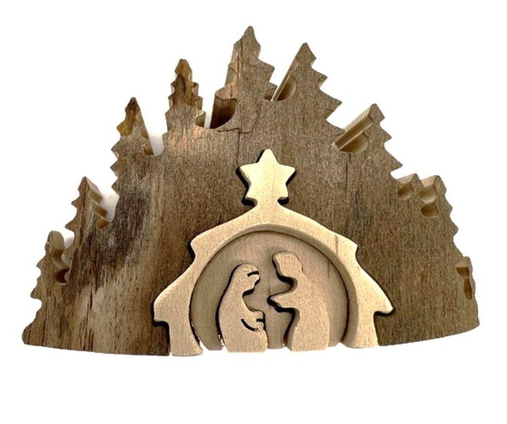 Rustic Nativity Scene, Hand Carved Collectible Christmas Decoration ...